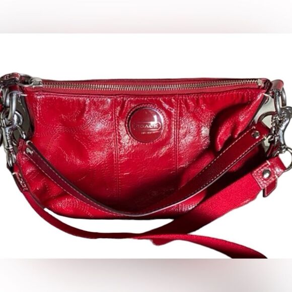 Coach | Bags | Coach Red Patentleather Signature Logo Shoulder ...